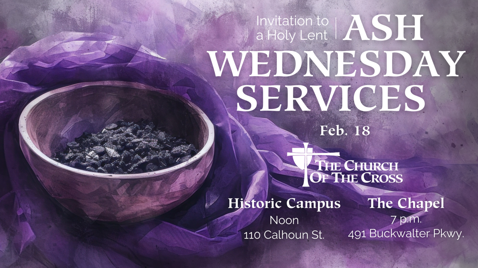 Ash Wednesday Services » The Church of the Cross